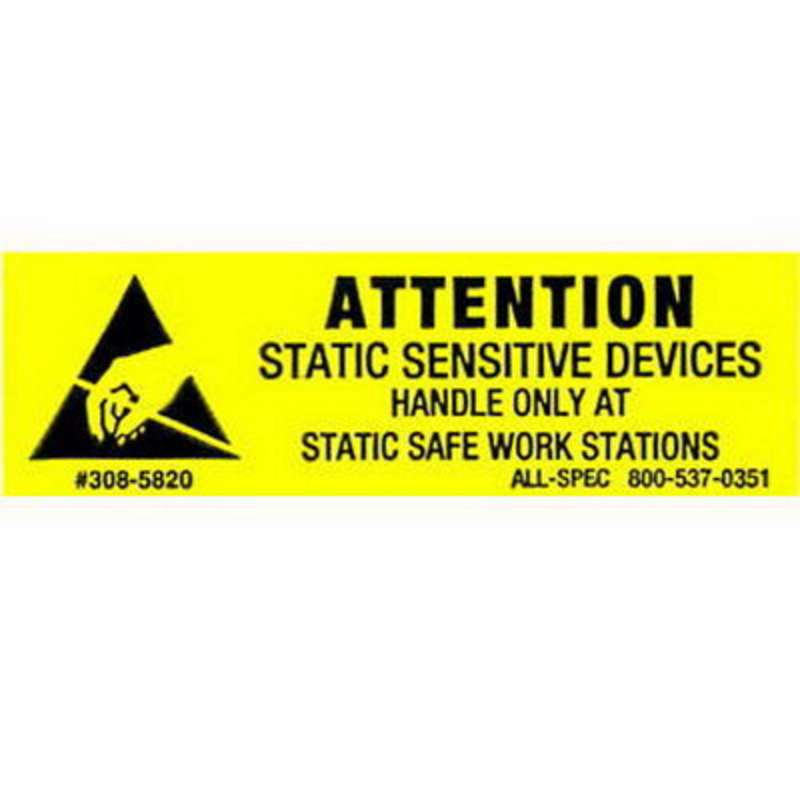 "Attention Sensitive Devices" Label, Yellow/Black, 5/8" x 2", 1000 per Roll