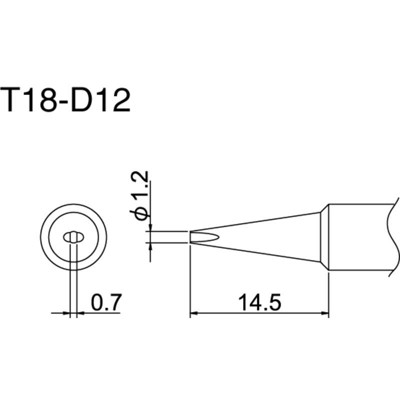Hakko T18 Series Tips - T18-D12 Chisel Solder Tip, 1.20mm