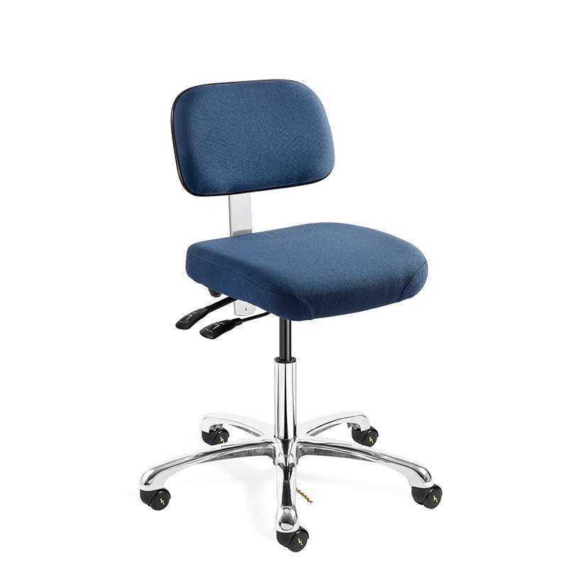 Bevco | Doral Desk Height ESD Navy Blue Fabric Chair, Articulating Seat ...