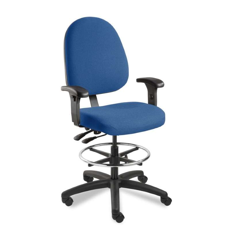 Integra Tall Height Blue Fabric Chair; Large Back; Articulating Seat ...