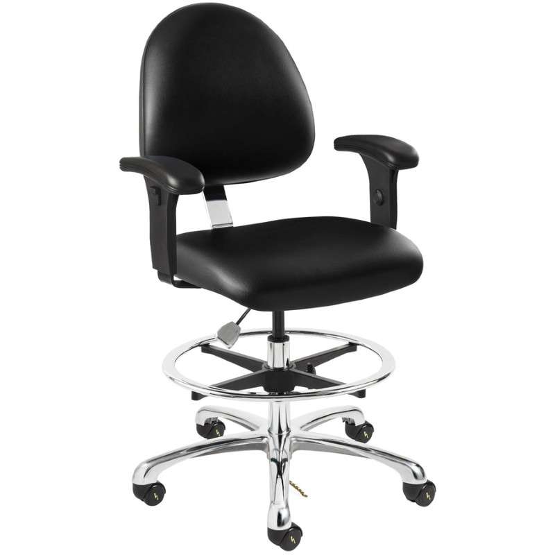 Integra ESD Black Vinyl Chair w/Medium Back, Non-Tilt, Polished ...