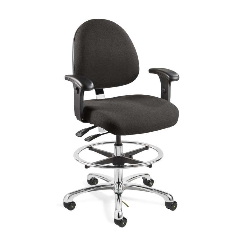 Integra Tall Height ESD Ebony Fabric Chair; Medium Back; Articulating ...