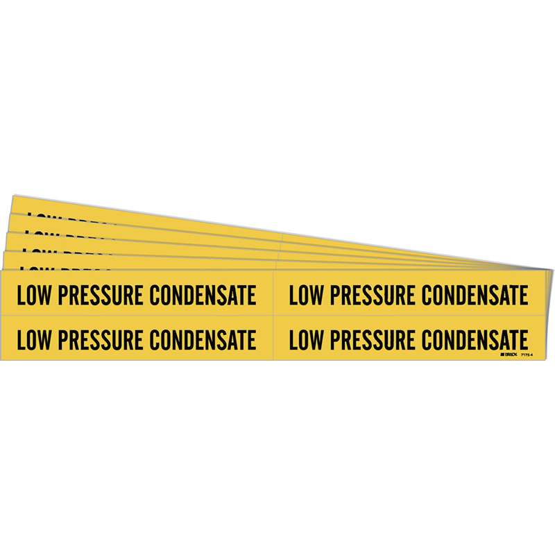 LOW PRESSURE CONDENSATE Pipe Marker Style 4 Black on Yellow 4 per Card ...
