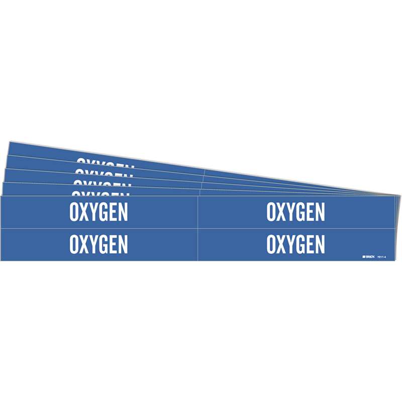 OXYGEN Pipe Marker Style 4 White on Blue 4 per Card, 5 PK