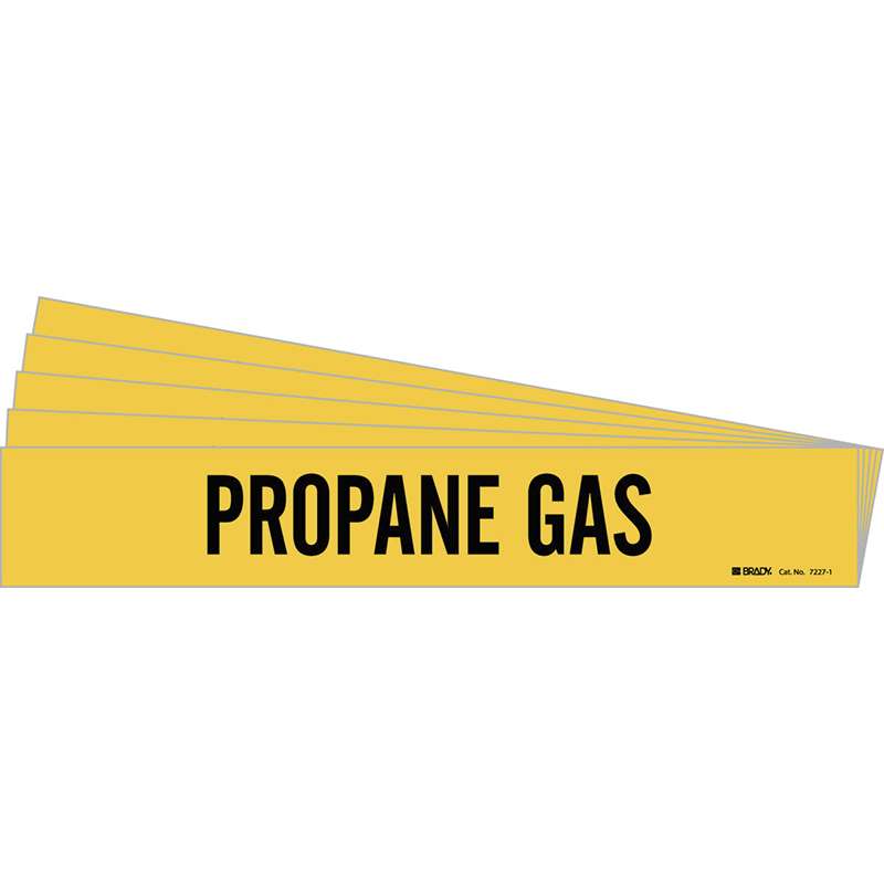 PROPANE GAS Pipe Marker Style 1 Black on Yellow 1 per Card, 5 PK
