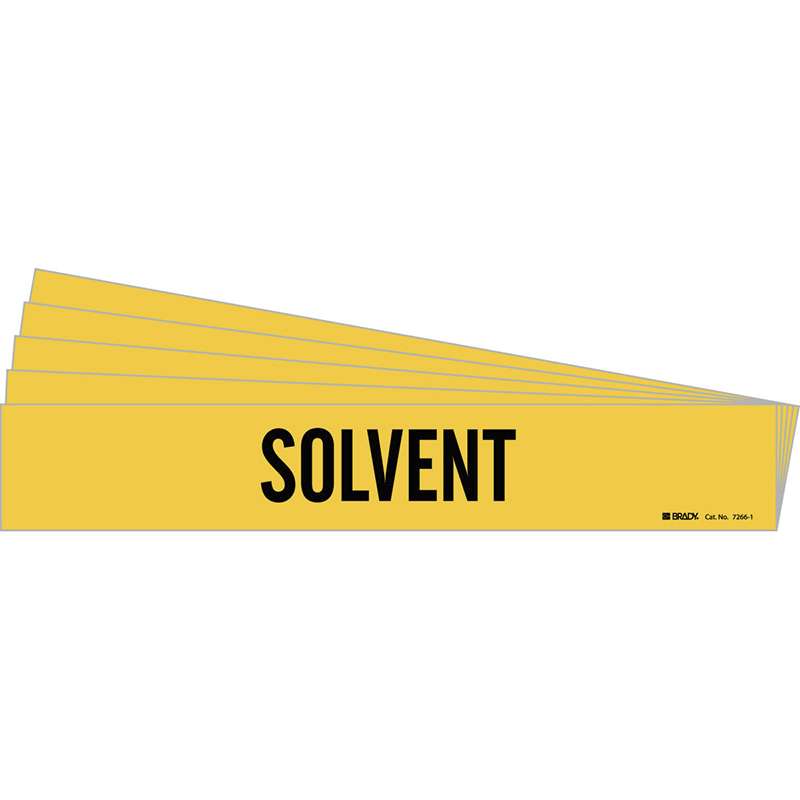 SOLVENT Pipe Marker Style 1 Black on Yellow 1 per Card, 5 PK