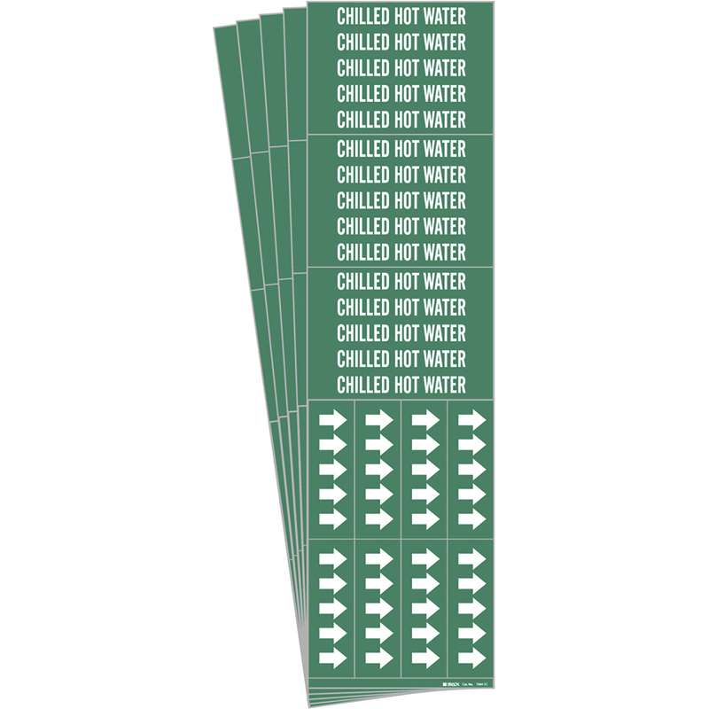 Chilled HT Wtr Pipe Marker Style 3C Arrows White on Green 3 per Card, 5 PK