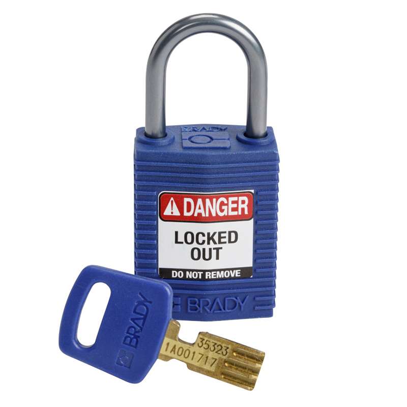 SafeKey Compact Nylon Padlock, Keyed Different, Blue, 1" Aluminum Shackle