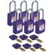 SafeKey Compact Nylon Padlocks, Keyed Different, Purple, 1" Aluminum ...