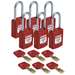 SafeKey Compact Nylon Padlocks, Keyed Different, Red, 1" Aluminum ...