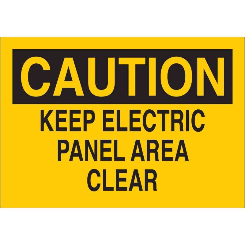 Keep Electrical Panel Area Clear - CAUTION Sign, Black on Yellow, 10 x 14"
