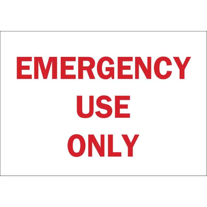Emergency Use Only Sign, Red on White, 10 x 14"