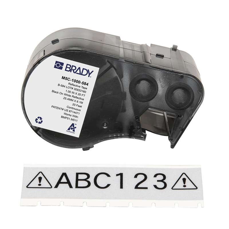 Retro Reflective All-Weather Labels 1 in W x 20ft Black on White