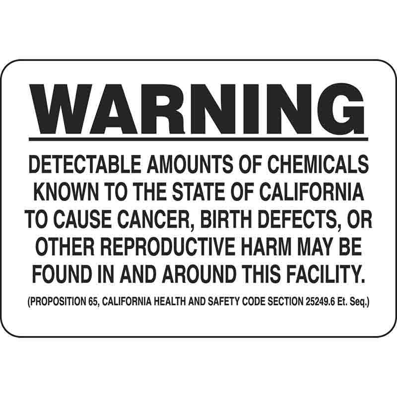 WARNING with Underline Detectable Amounts Of Chemicals Known To The ...