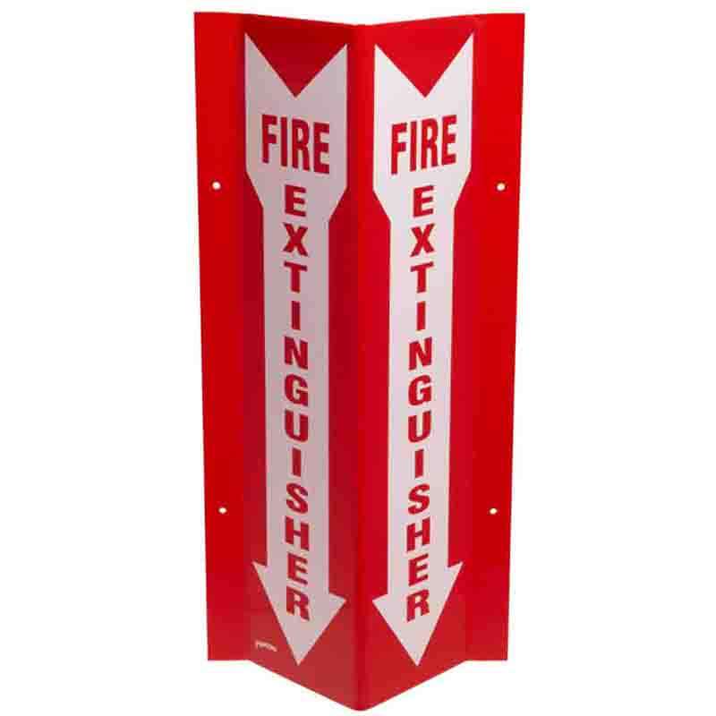 Tall Fire Extinguisher "V" Sign, 18" H x 8.5" W x 3.25" D, White on Red ...