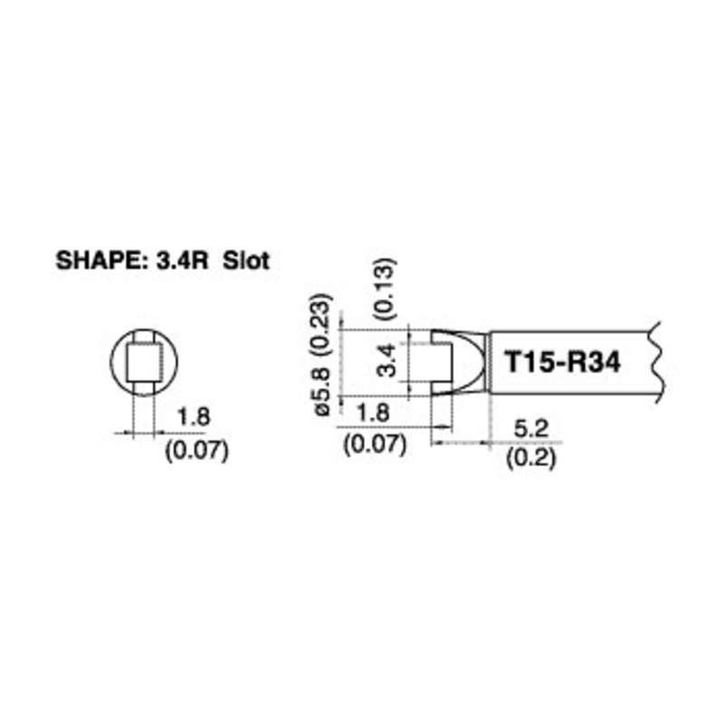 Hakko T15 Tips - T15-R34 Slot Solder Tip, 3.40mm x 1.80mm