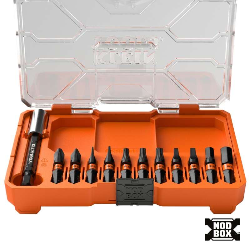 Impact-Rated Bit Set, Slim ProFlex, S2 Tool Steel, Titanium Nitride, 12 ...