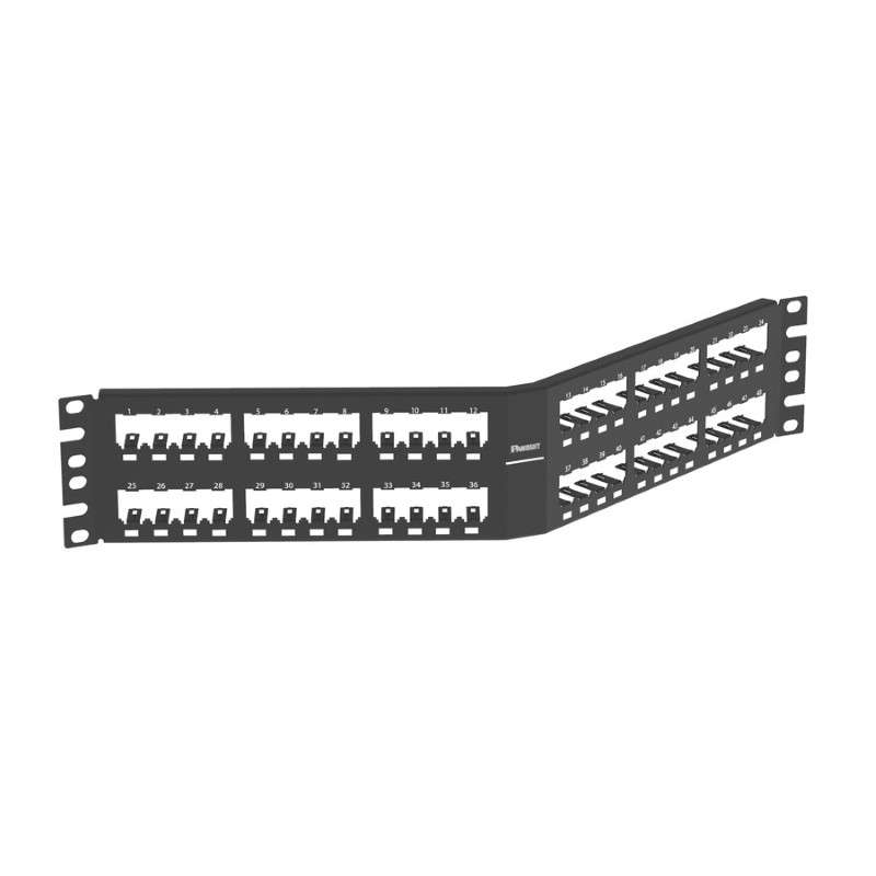 Mini-Com Angled Patch Panel, 48 Port, Shielded, 2RU, 19"Wx3.47"H, Metal ...