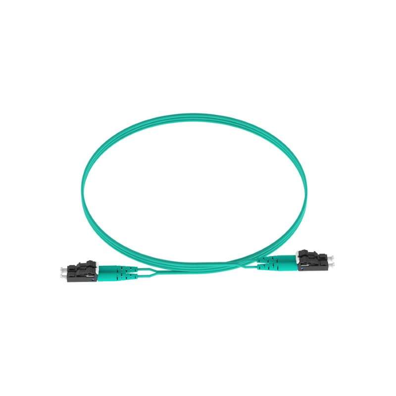Opti-Core 2 Fiber Patch Cord, OM4, LC Duplex, Aqua, 8m OAL