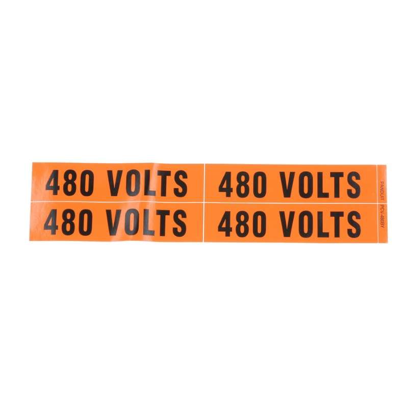 Voltage Marker, 4.5"x1.13", Orange/Black, 4 Markers/Card, 5 Cards/Package
