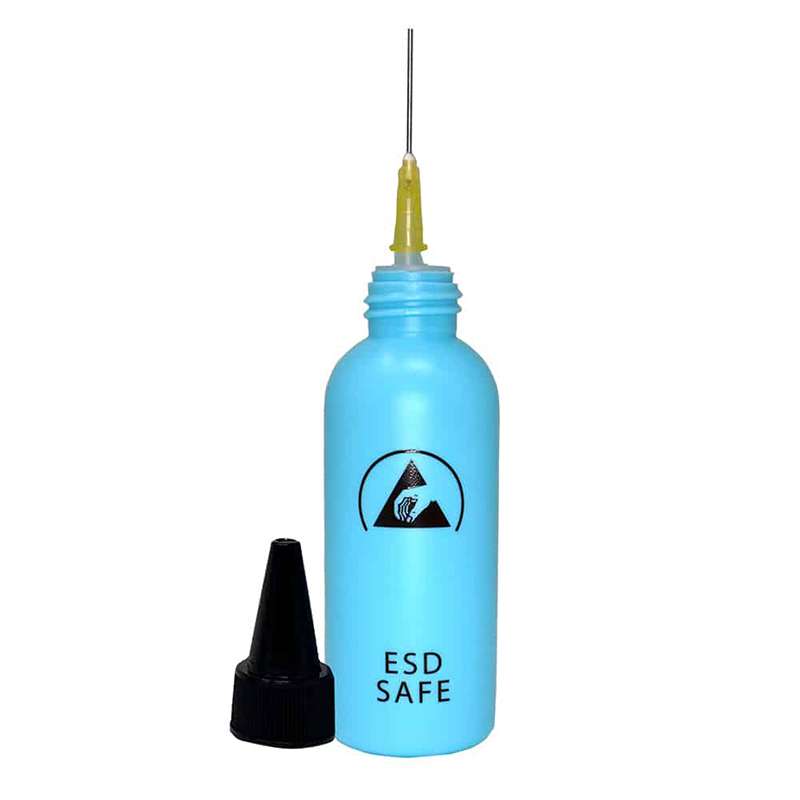 Flux Bottle, ESD, with 20 Gauge Needle, Blue, 2oz