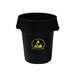 ESD-Safe Trash Can with Yellow ESD Symbol, 44 Gallons